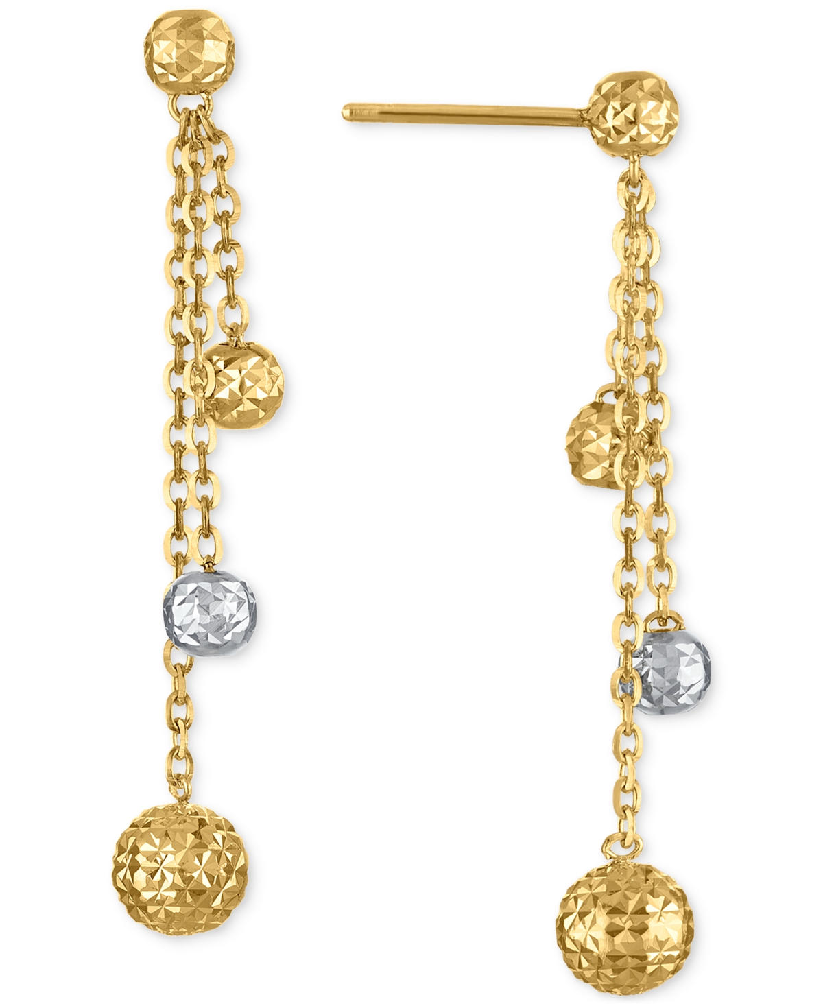 Click here for Diamond-Cut Bead Drop Earrings in 10k Two-Tone Gol... prices
