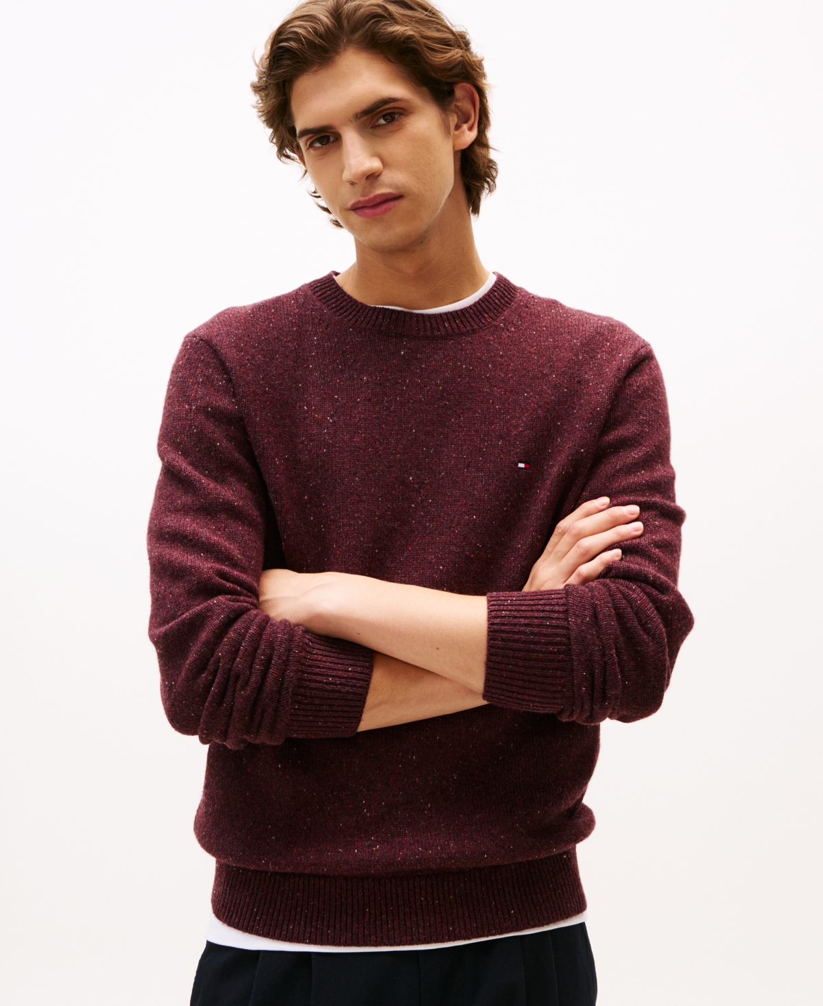 Click here for Tommy Hilfiger Mens Donegal Crewneck Sweater - Dee... prices