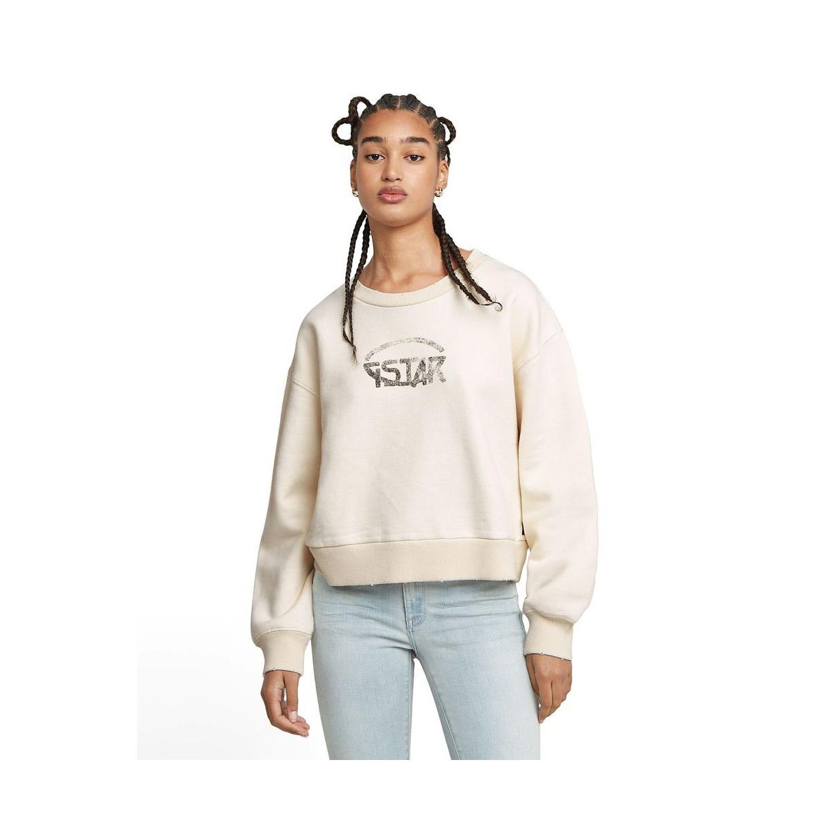 Click here for G-Star Womens Logo Loose Sweater - Light chalk prices