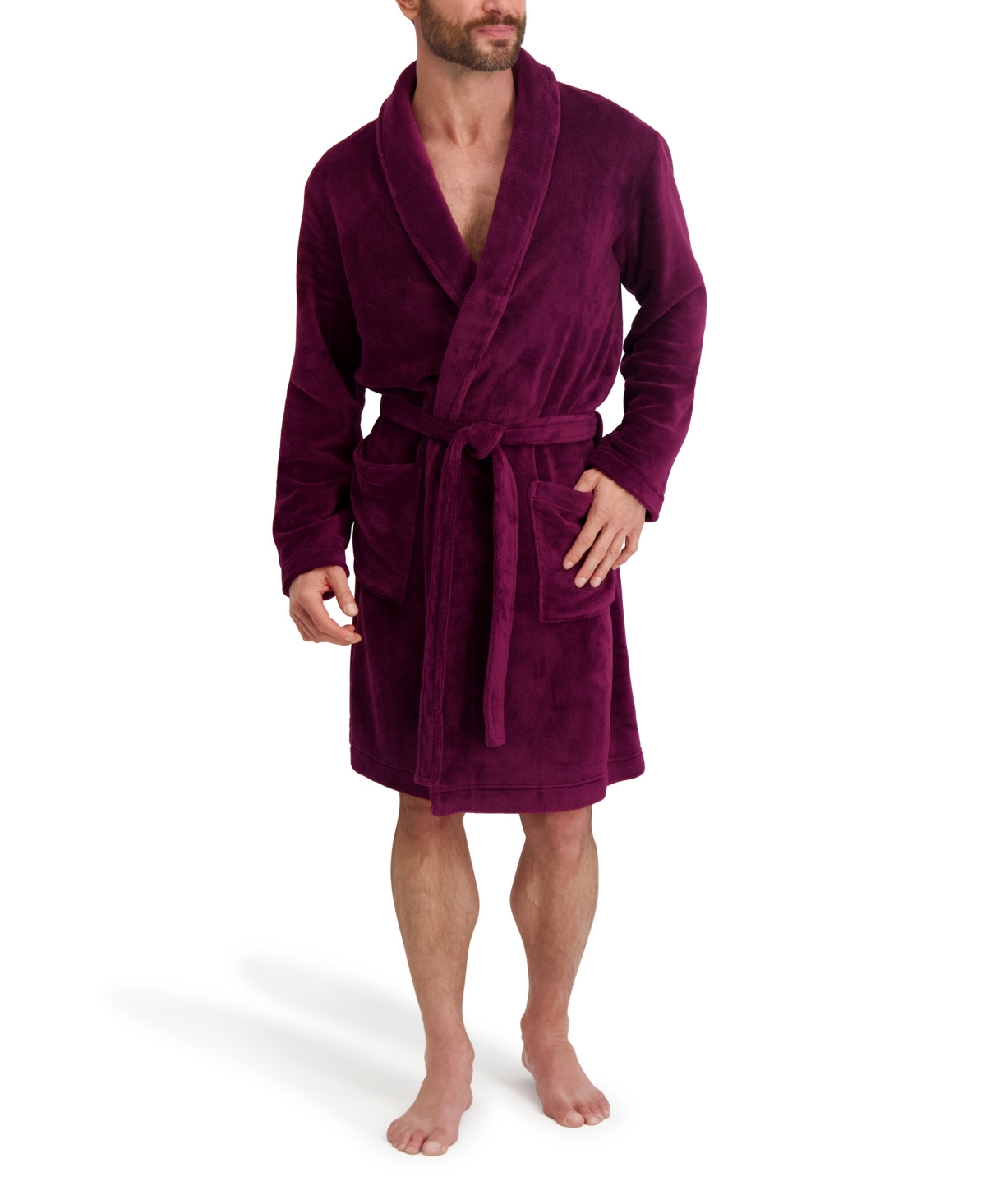 Click here for Hanes Mens Adjustable Plush Robe - Cranberry Splas... prices