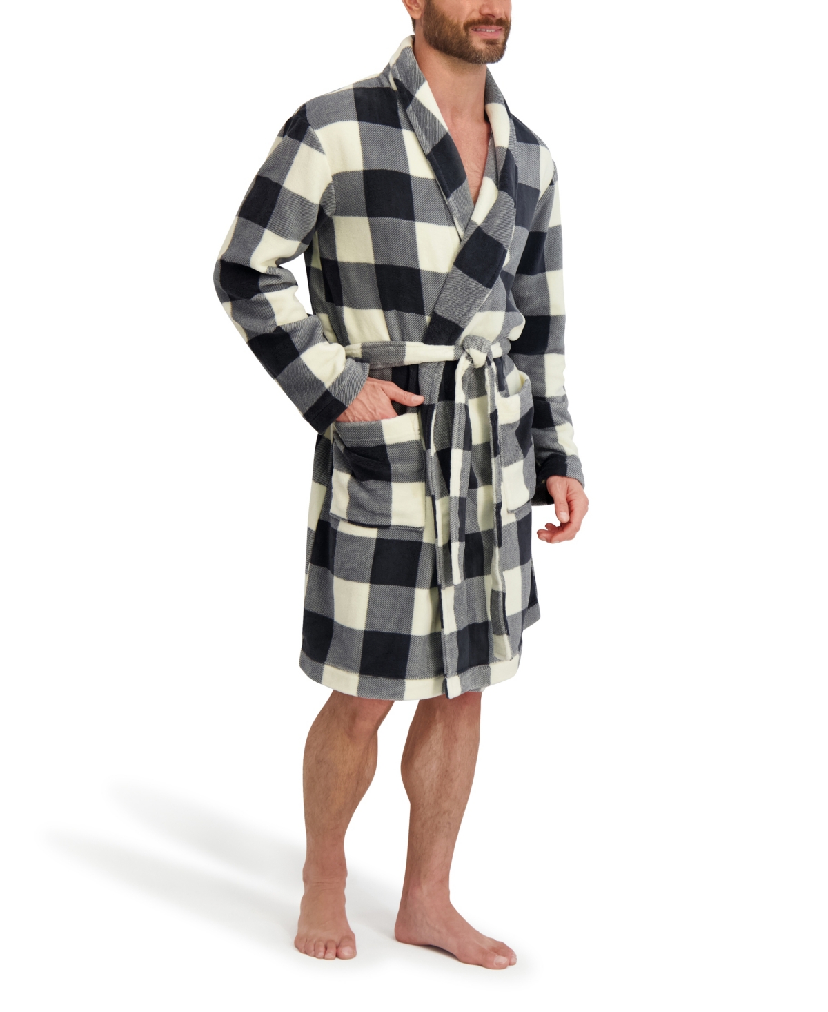 Click here for Hanes Mens Adjustable Plush Robe - Gray Plaid prices