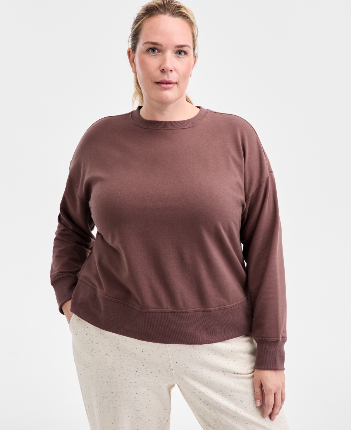 Click here for Id Ideology Plus Size Relaxed Crewneck Fleece Swea... prices