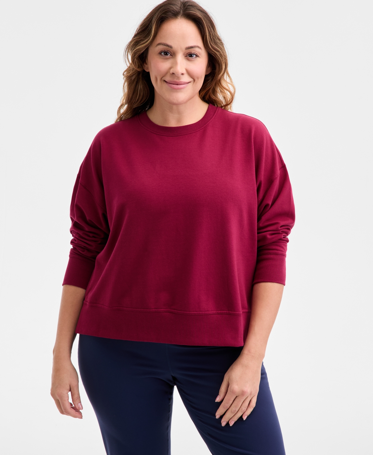 Click here for Id Ideology Plus Size Relaxed Crewneck Fleece Swea... prices