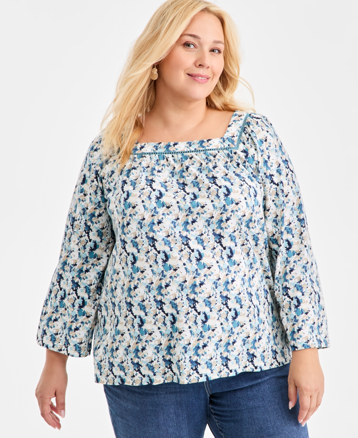 Click here for Style & Co Plus Size Square-Neck Long-Sleeve Knit... prices