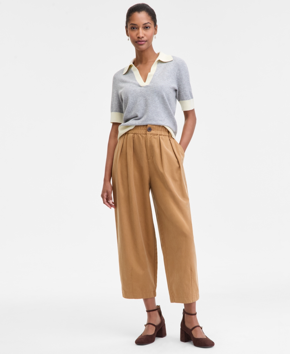 Click here for On 34th Womens Pleated Barrel-Leg Ankle Pants  Mac... prices