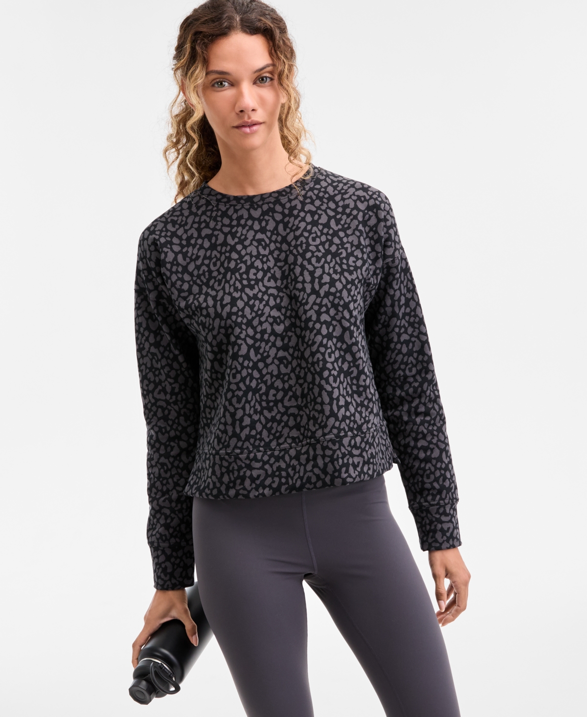 Click here for Id Ideology Womens Relaxed Animal-Print Fleece Swe... prices