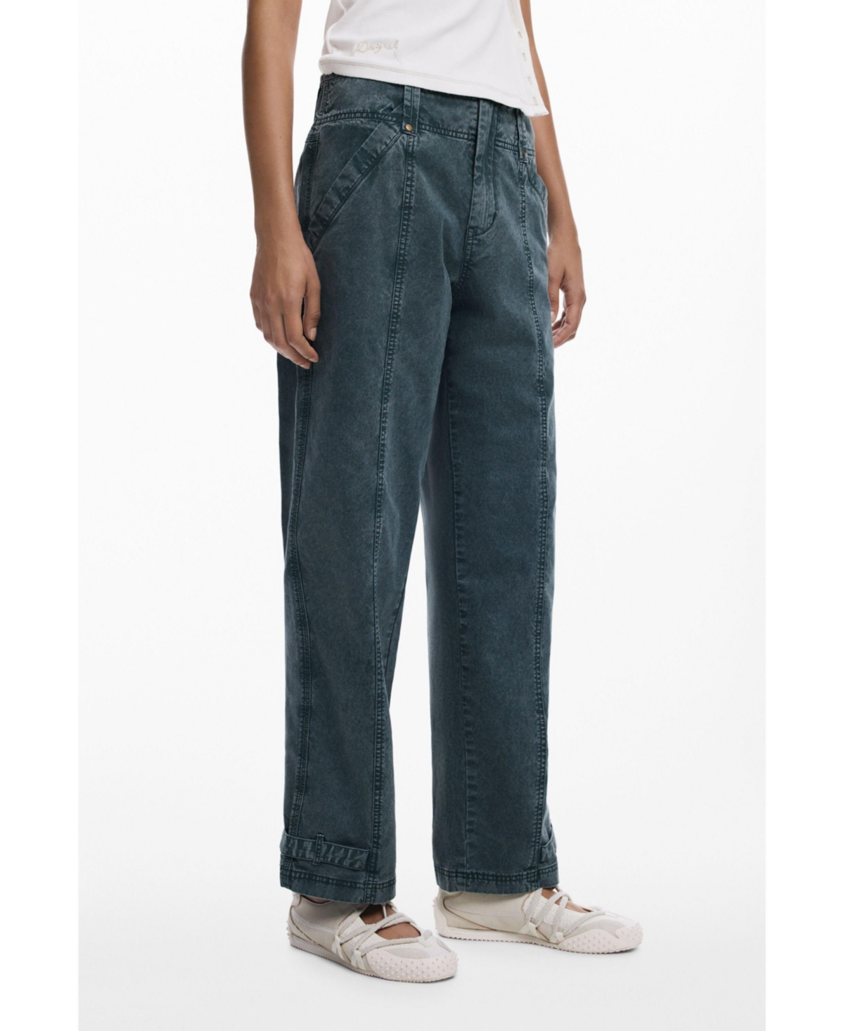 Click here for Desigual Womens Straight denim pants with seams -... prices