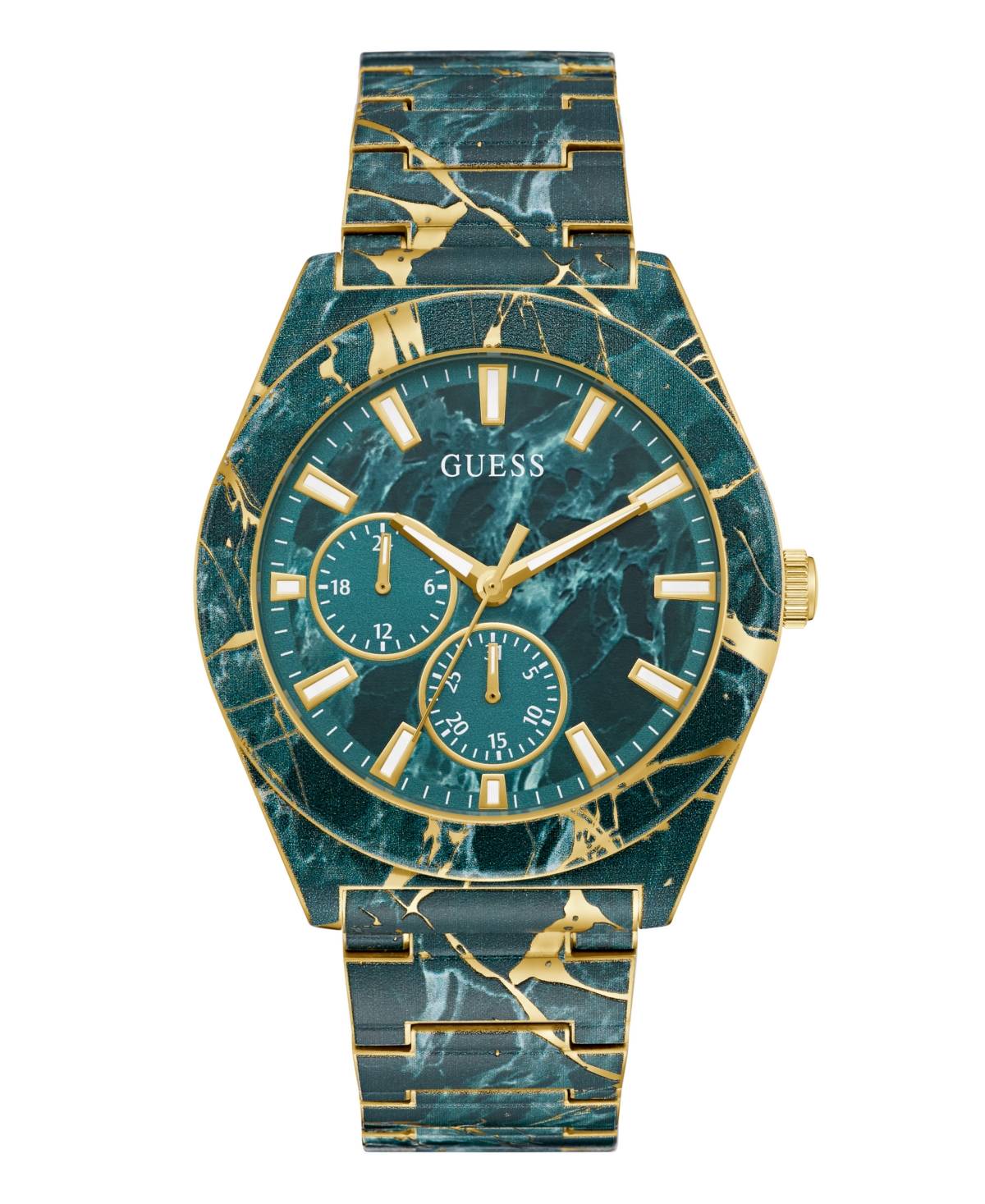 Click here for Guess Mens Green Multi-function Watch  44mm - Gold prices
