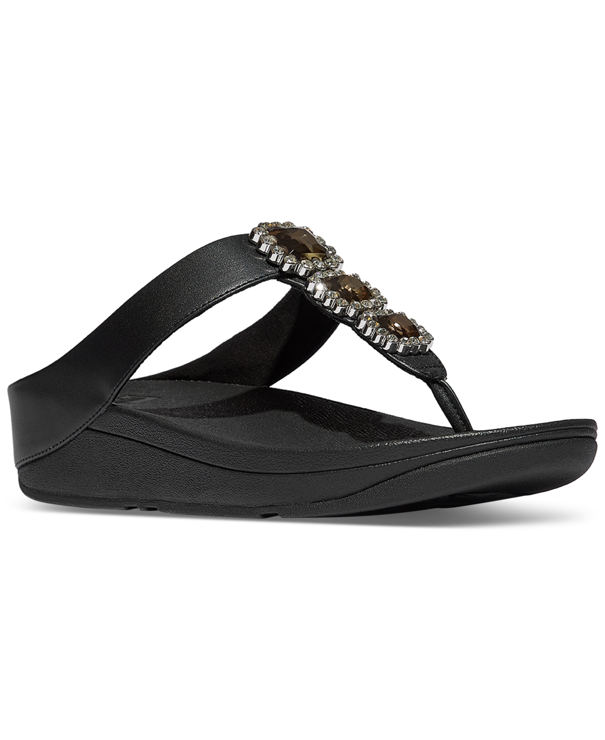 Click here for FitFlop Womens Fino Crystal-Jewel Toe-Post Wedge S... prices