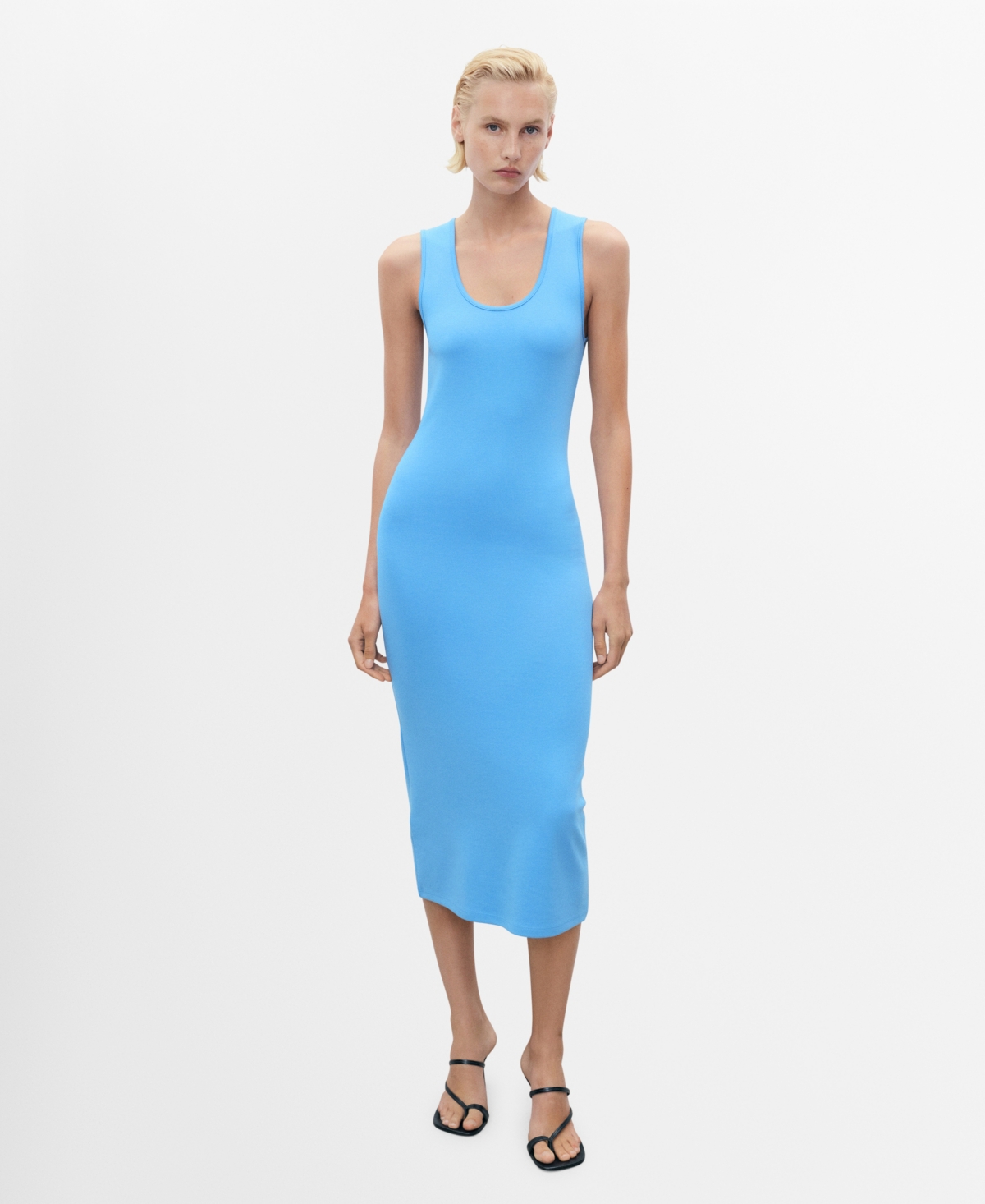 Click here for Mango Womens Fitted Midi Dress - Blue prices
