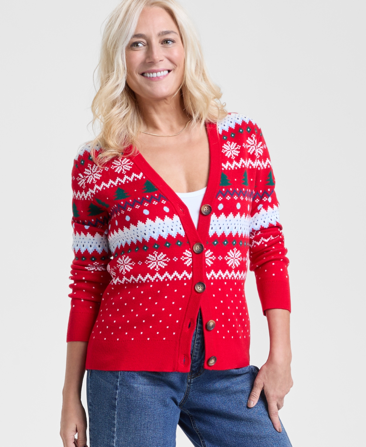 Click here for Holiday Lane Womens Fair Isle Cardigan  Macys Excl... prices