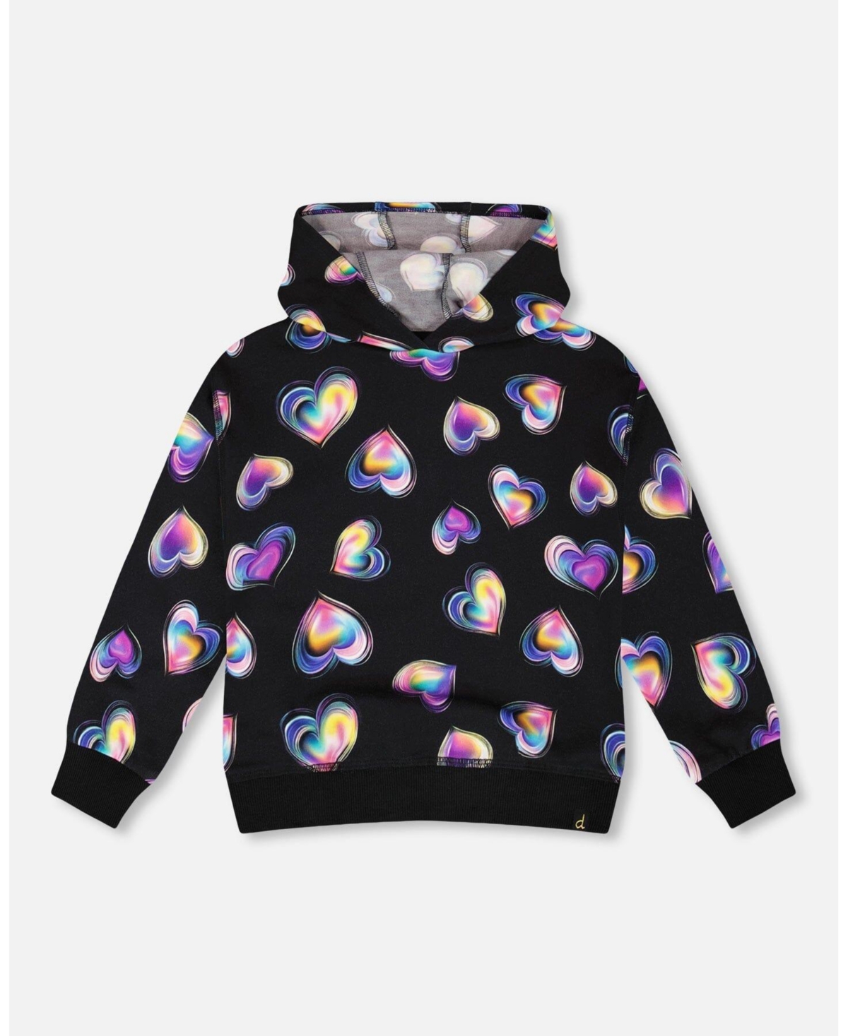 Click here for Deux par Deux Girl Fleece Hoodie Black and Multico... prices