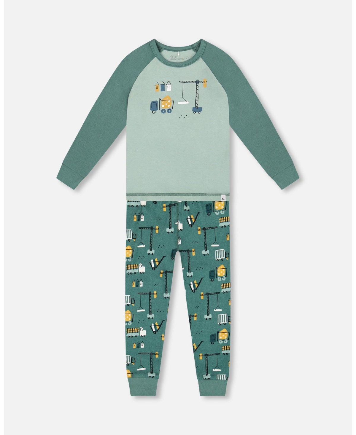 Deux par Deux Baby Boy Two-Piece Cotton Pajama Set Teal Construction Print - Baby - Teal construction print