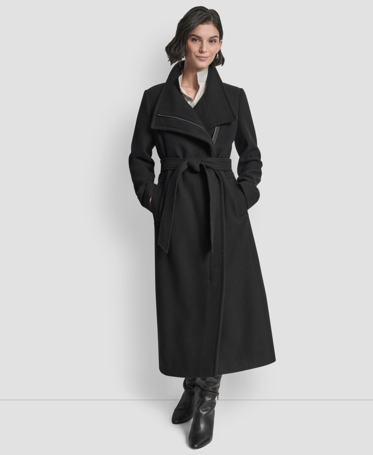 Click here for Dkny Womens Wing Collar Asymmetrical Wrap Coat - B... prices