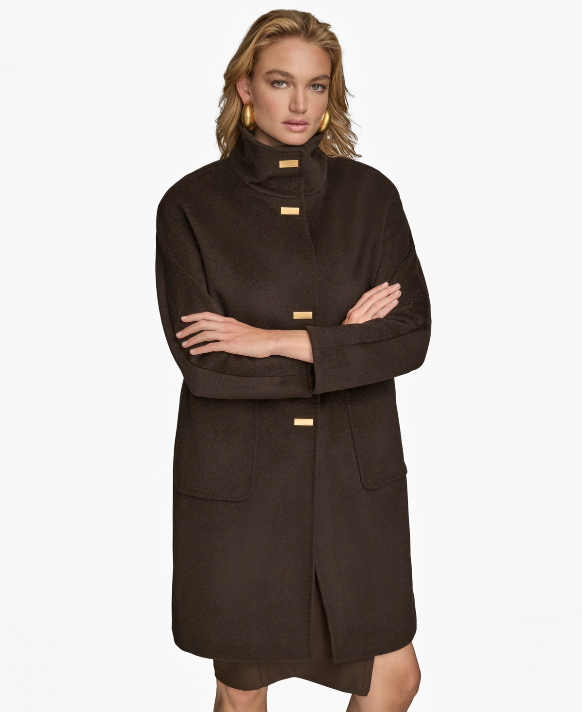 Click here for Donna Karan New York Womens Stand-Collar Single-Br... prices