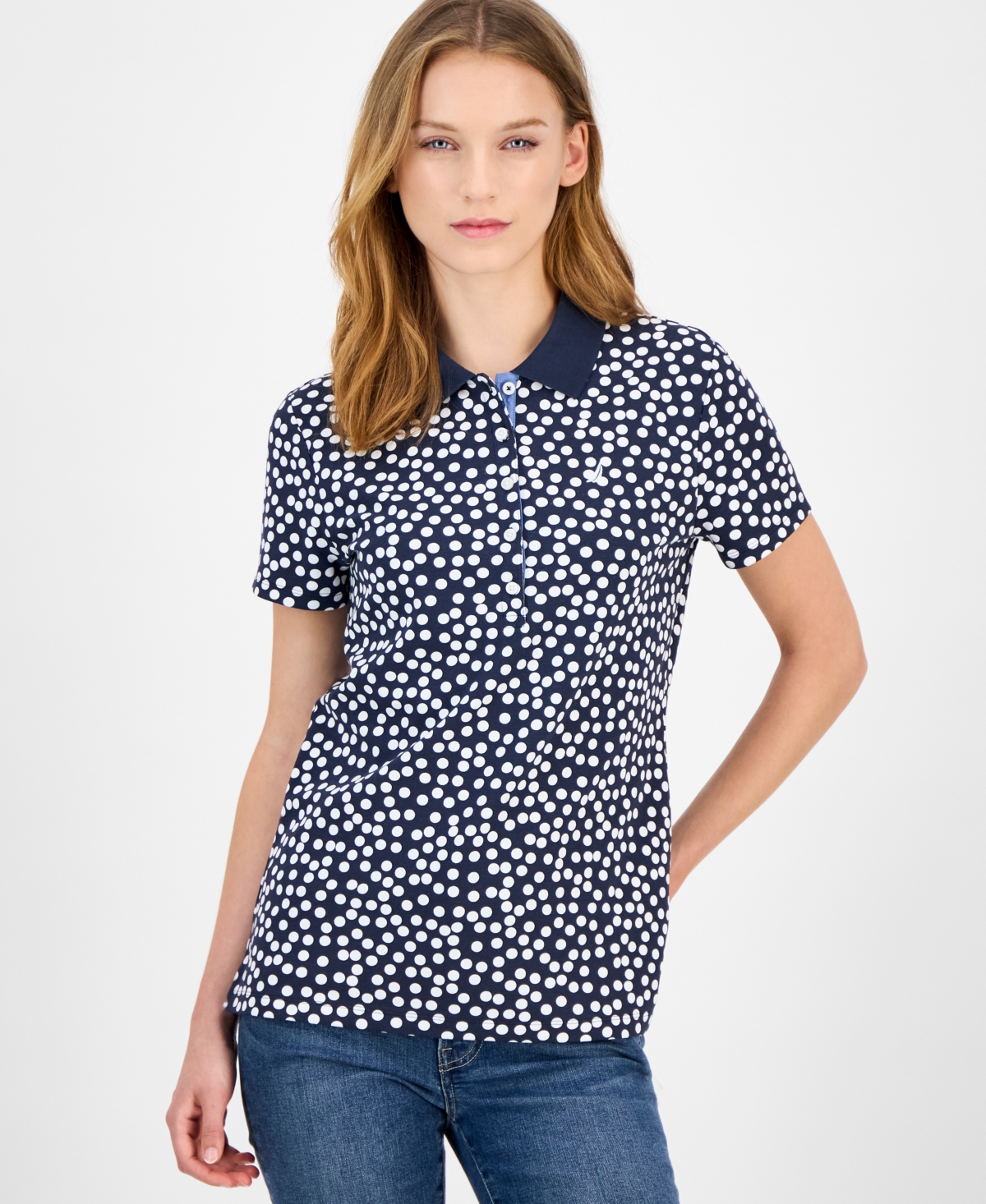 Click here for Nautica Jeans Womens Snow Dot Polo Shirt - Night S... prices
