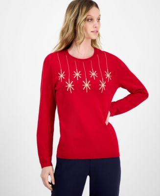 Nautica Women's Cotton Hanging Snowflake Sweater - Macy's