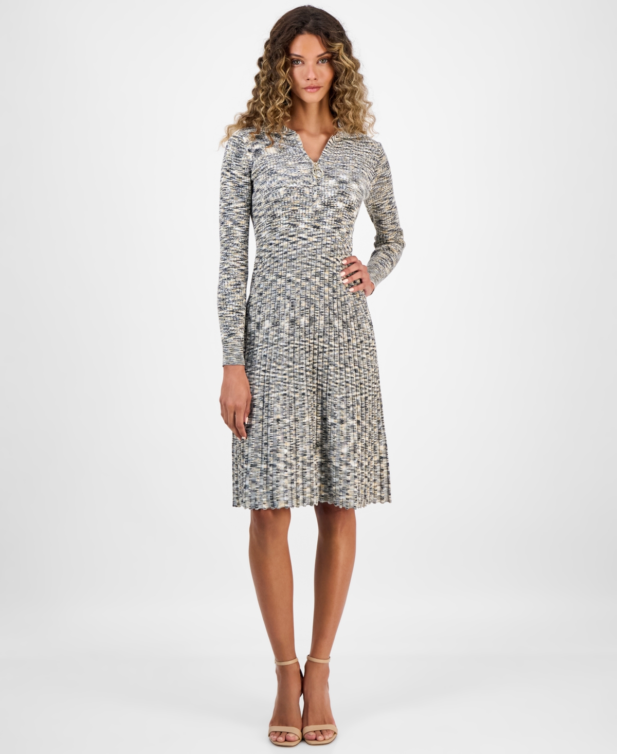 Click here for Robbie Bee Womens Spread-Collar Long-Sleeve Dress... prices