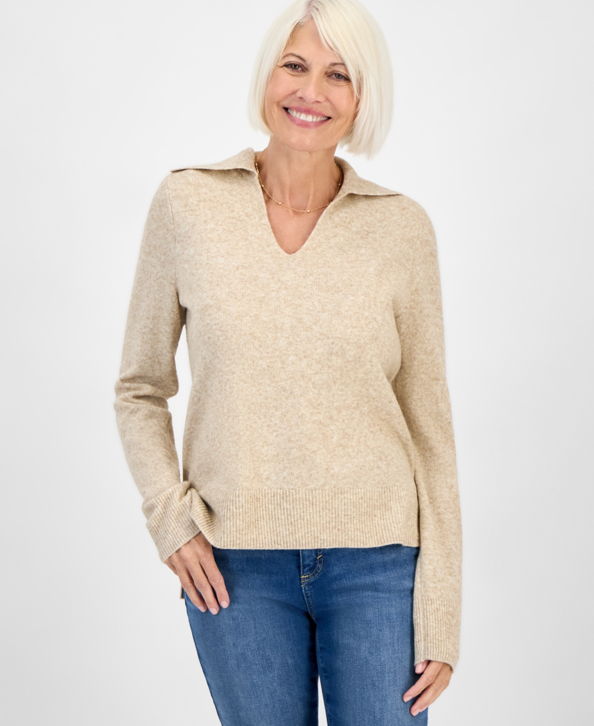 Click here for Style & Co Petite Lux Johnny-Collar Sweater  Macys... prices