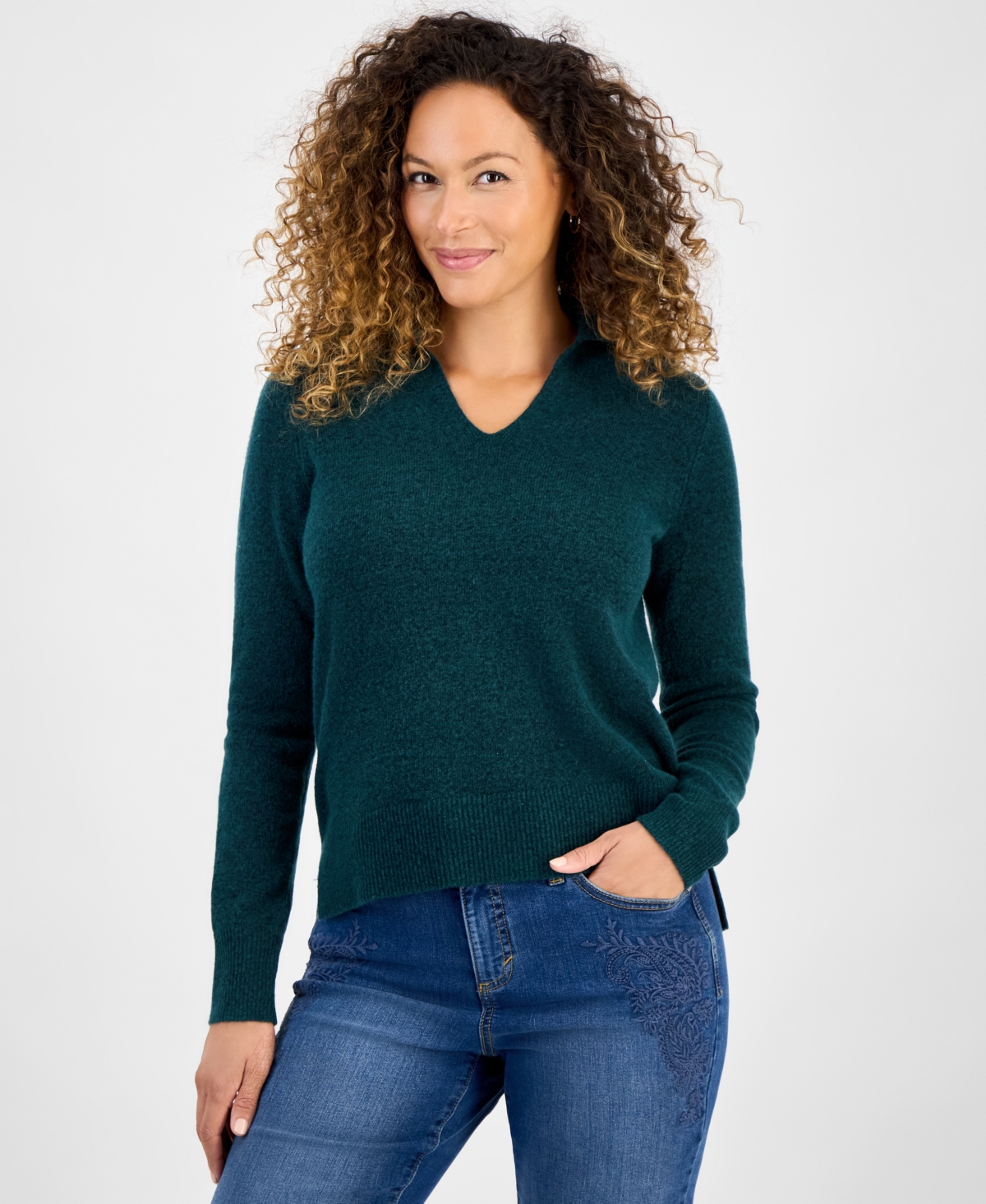 Click here for Style & Co Petite Lux Johnny-Collar Sweater  Macys... prices