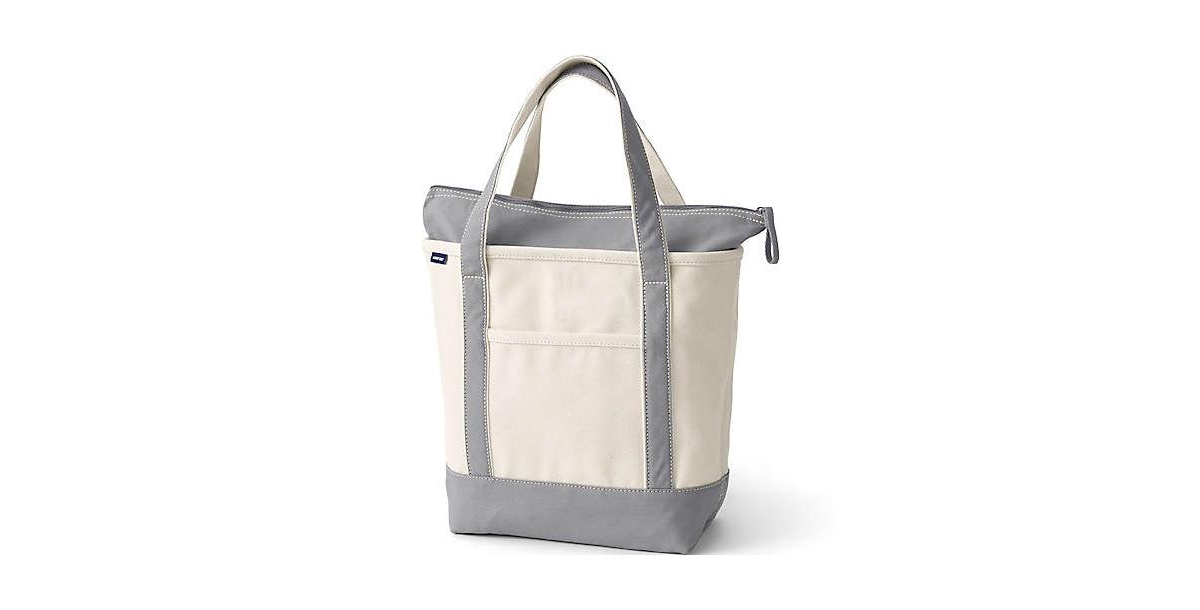 Click here for Lands End Medium 5 Pocket Zip Top Canvas Tote Bag... prices