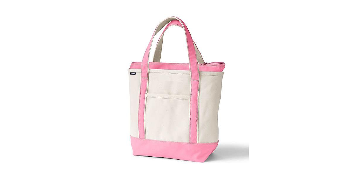 Click here for Lands End Medium 5 Pocket Zip Top Canvas Tote Bag... prices