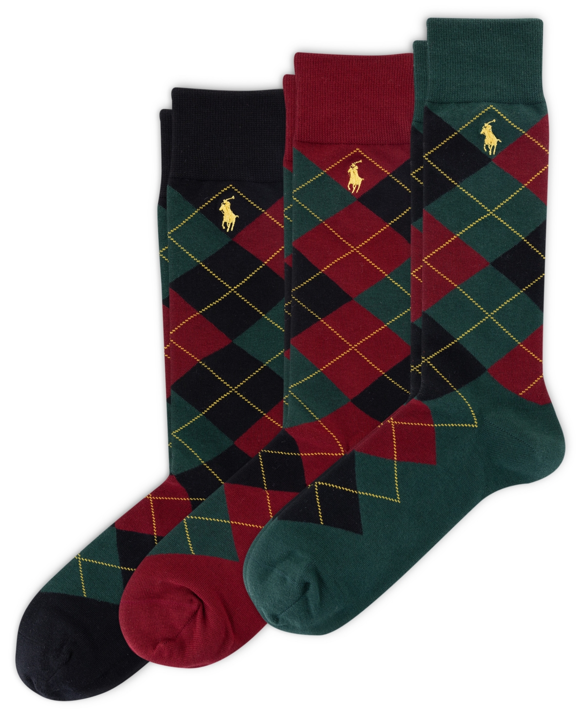 Click here for Polo Ralph Lauren Mens 3-Pack Argyle Dress Socks -... prices