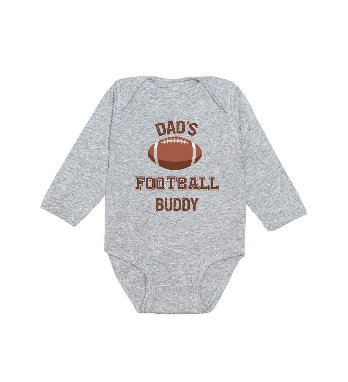 Sweet Wink Baby Boy Dads Football Buddy Long Sleeve Bodysuit - Heather grey