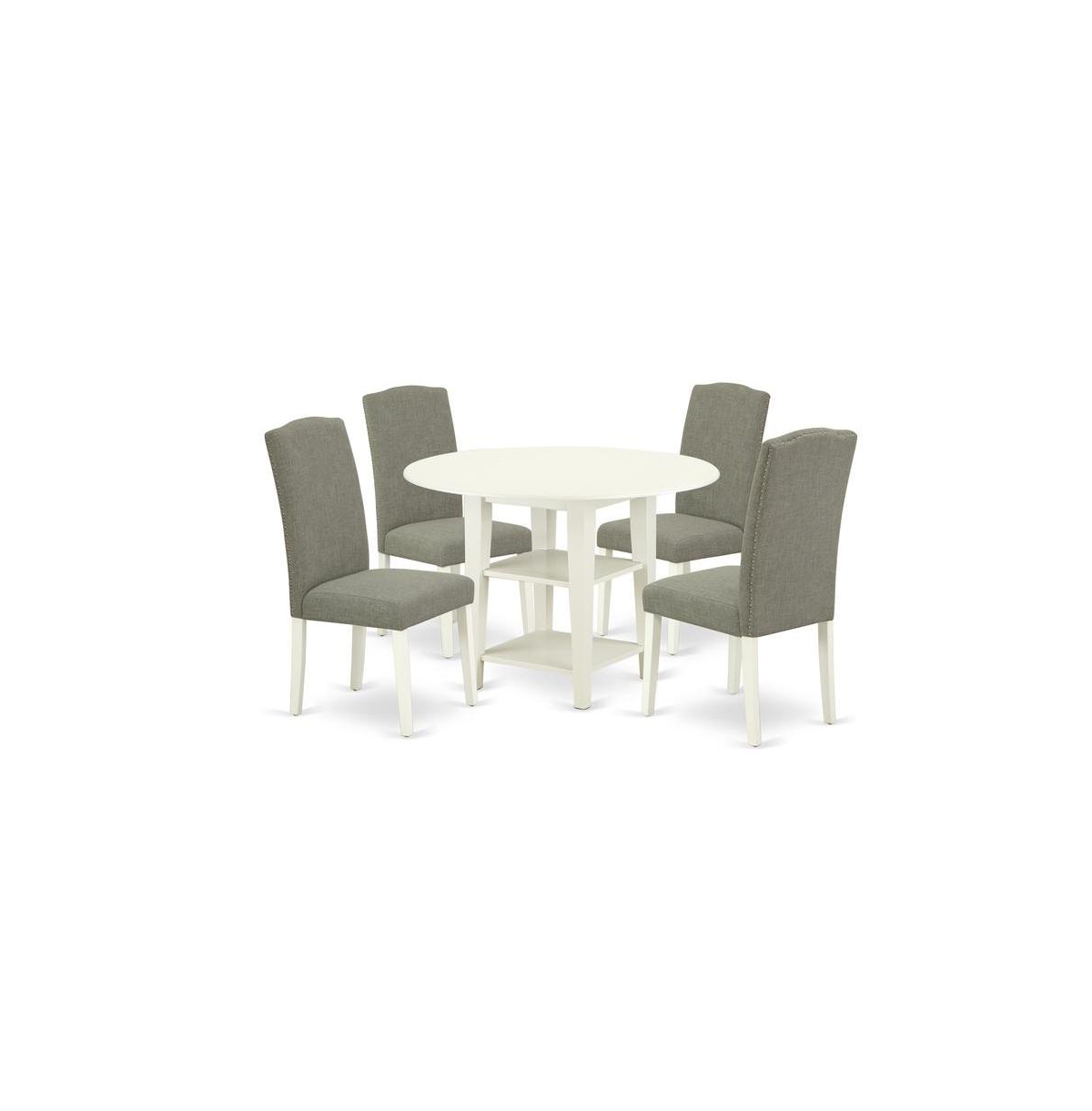 Click here for East West Furniture Dining Room Set Linen White -... prices