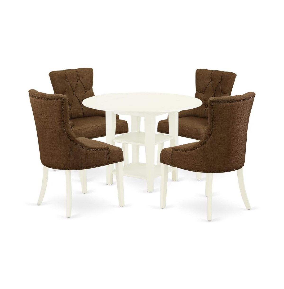 Click here for East West Furniture Dining Room Set Linen White -... prices