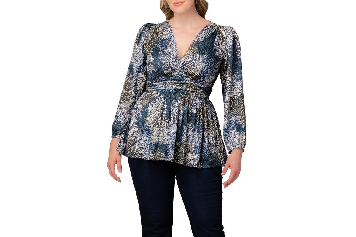 Click here for Womens Plus Size Leah Long Sleeve Tunic Top - Blue... prices