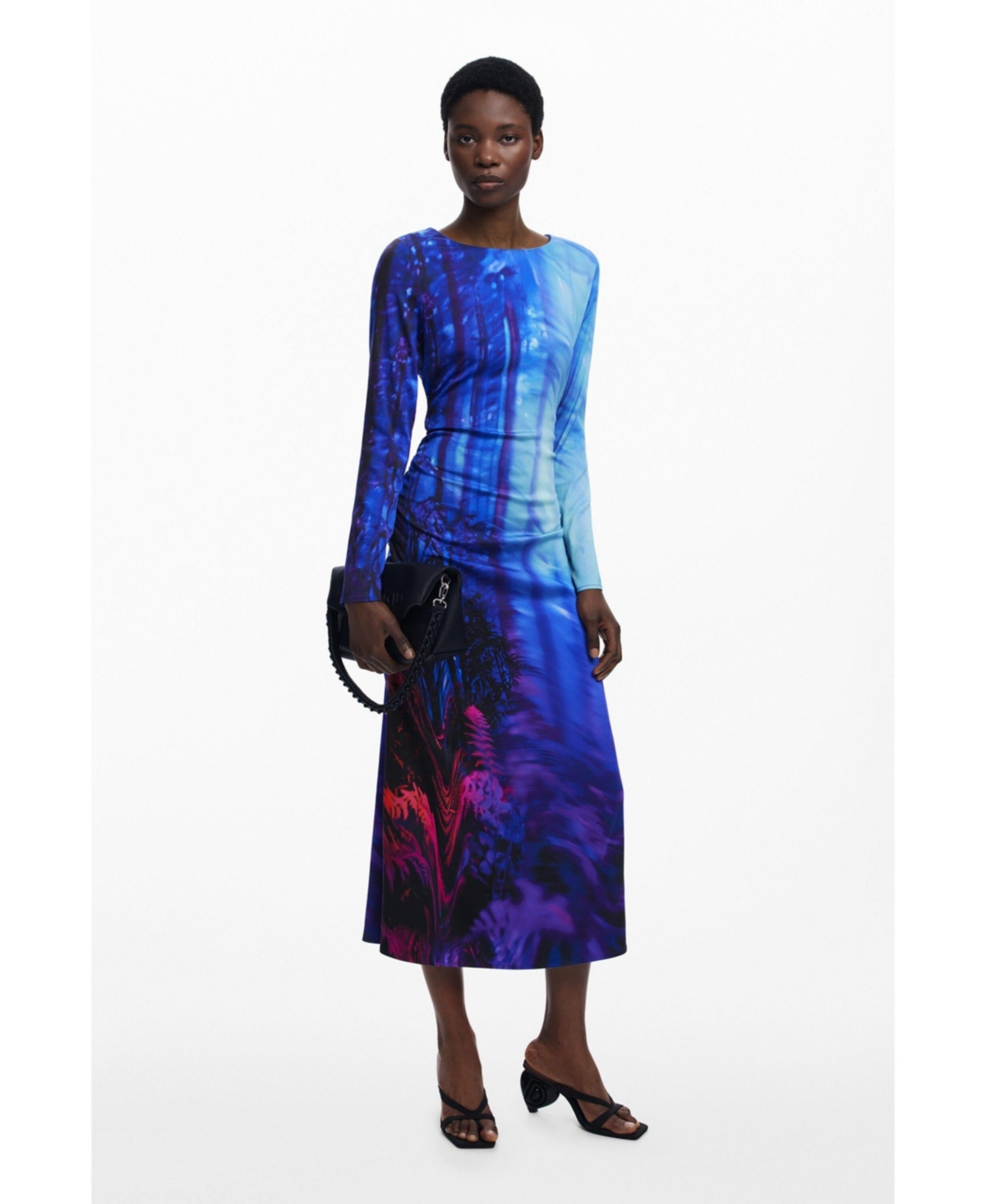 Click here for Desigual Womens Asymmetric landscape dress - Lilac prices
