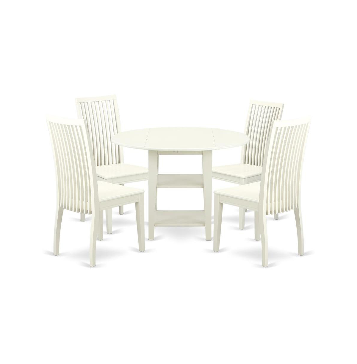 Click here for East West Furniture Dining Room Set Linen White -... prices