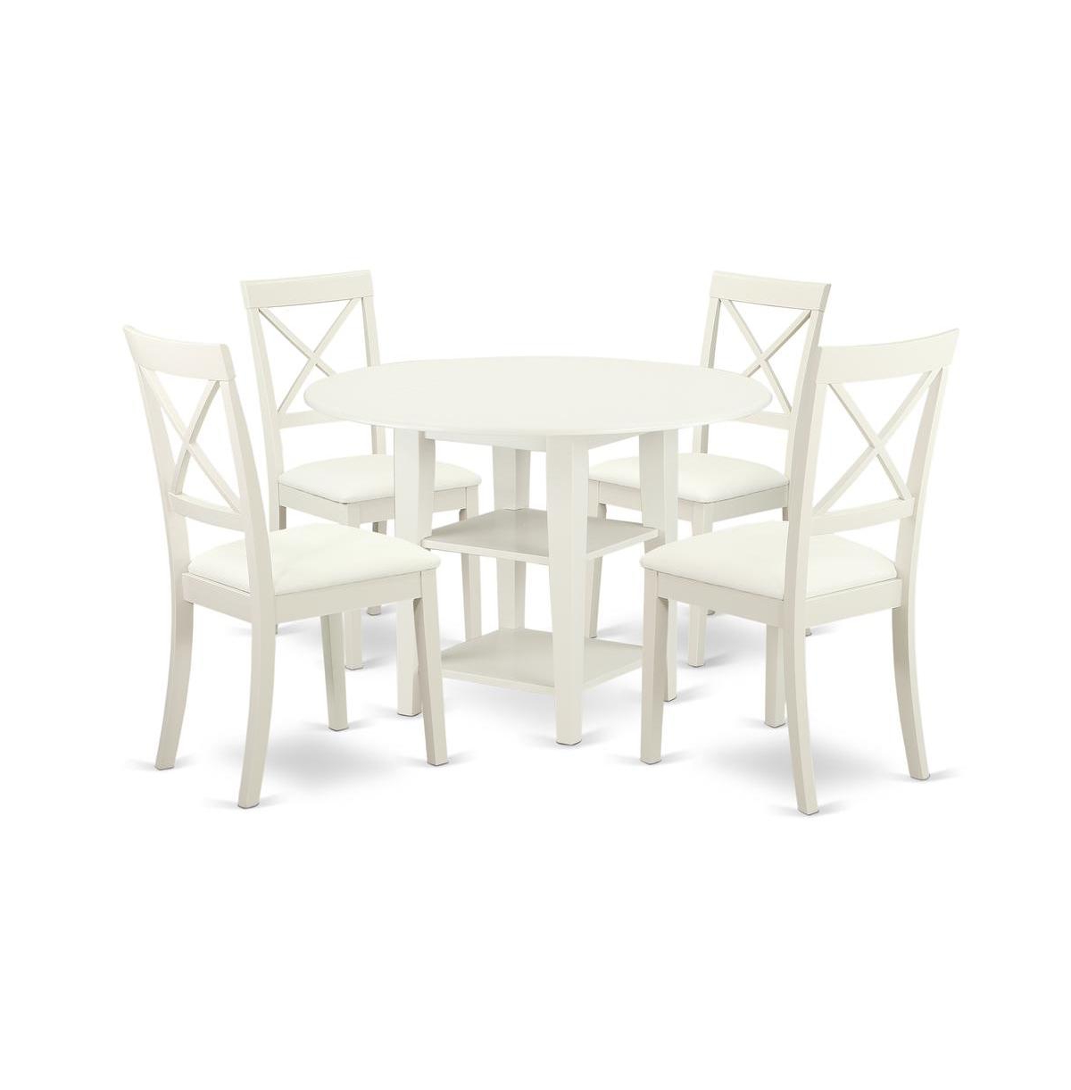 Click here for East West Furniture Dining Room Set Linen White -... prices