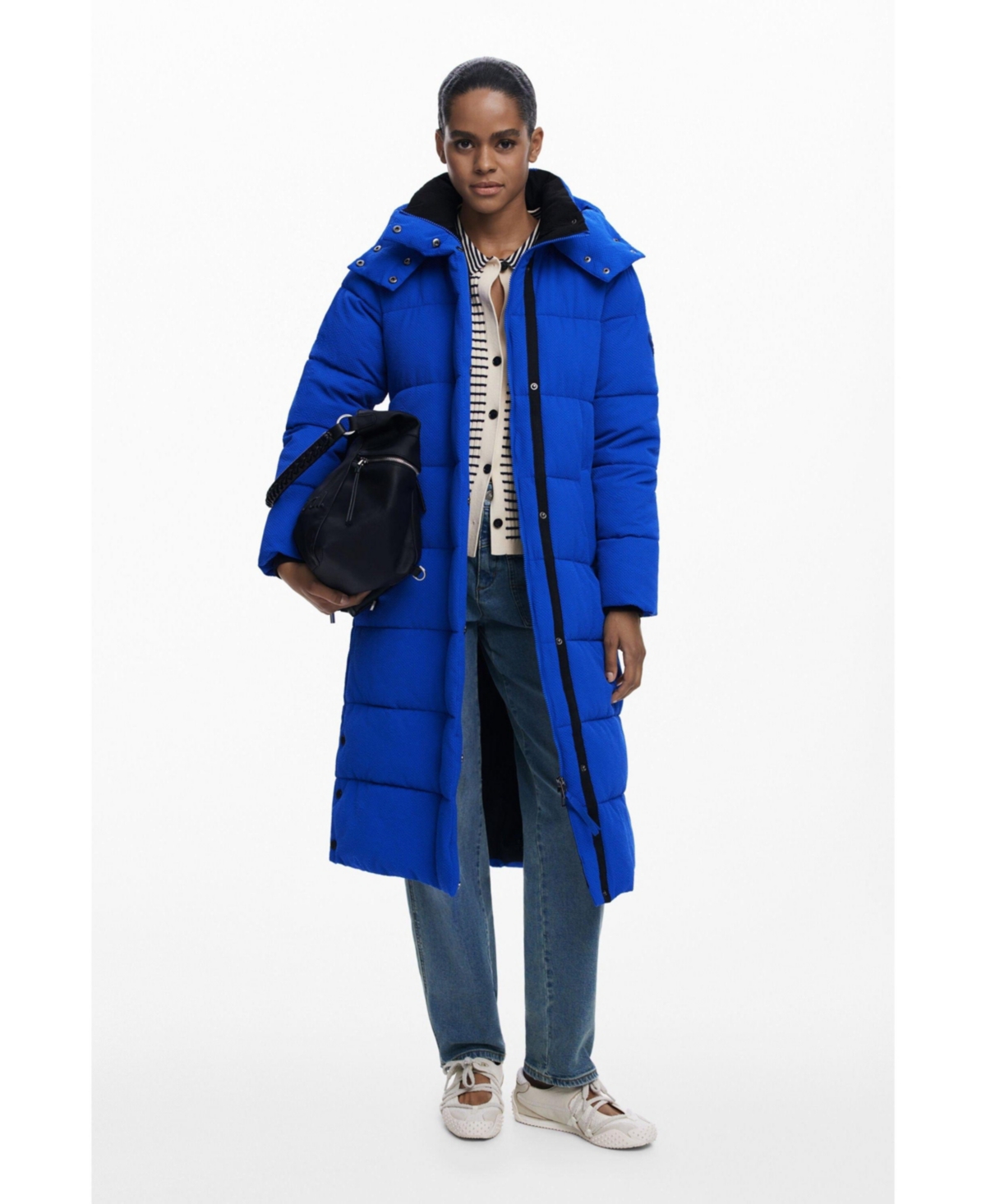 Click here for Desigual Womens Long padded jacket with belt - Kle... prices