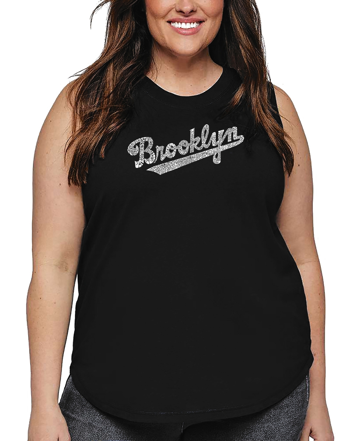 Click here for La Pop Art Plus Size Brooklyn Word Art Tank Top -... prices