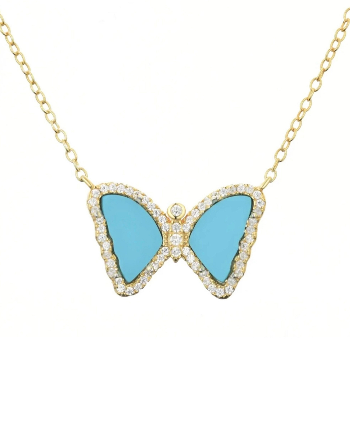 Click here for Kamaria Mini Butterfly Necklace with Turquoise in... prices