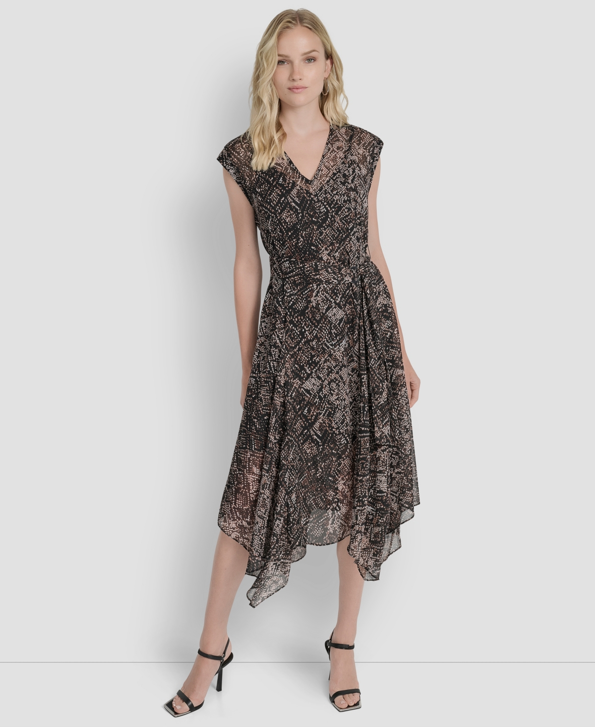 Click here for Dkny Petite Sleeveless V-Neck Dress - Spring Snake... prices
