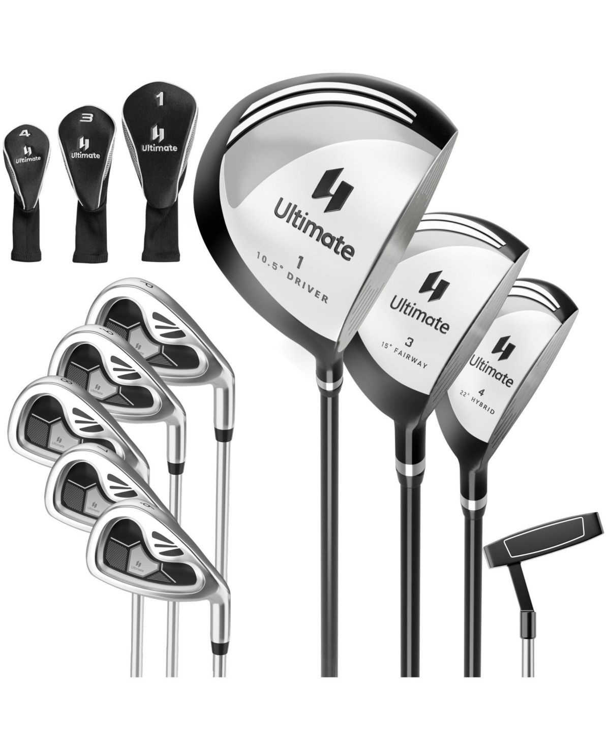 Click here for Mens 9-Piece Complete Golf Club Set - Gray - Grey prices