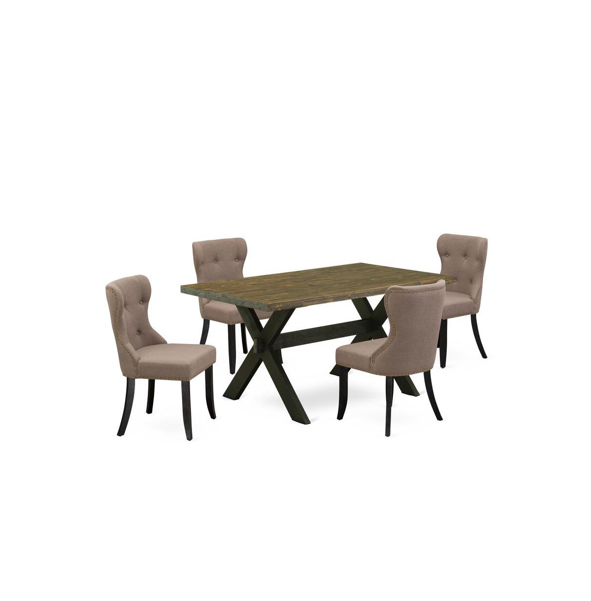 Click here for East West Furniture 5-Piece Dining Set- 4 Parson D... prices