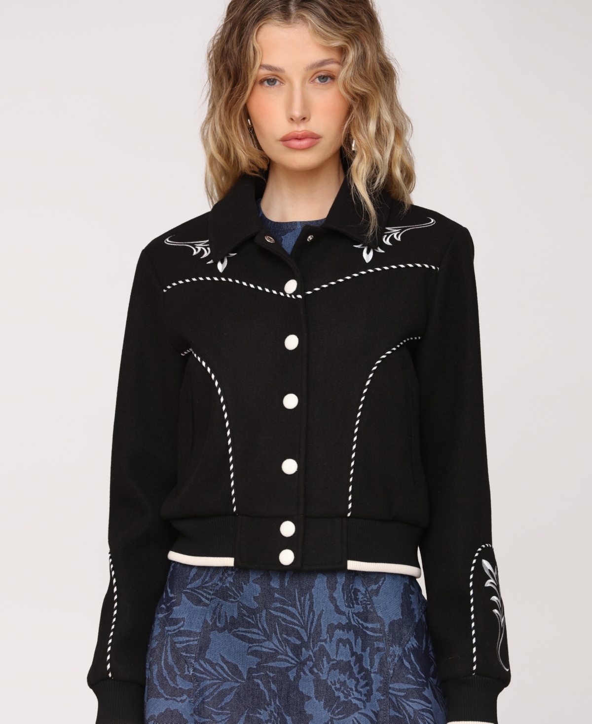 Click here for Avec Les Filles Womens Western Bomber Piping and E... prices