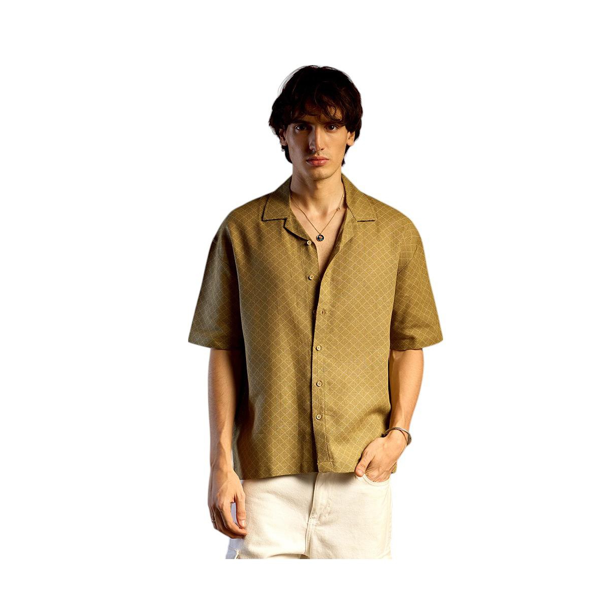 Click here for Campus Sutra Mens Quad-Lined Oversized Shirt - Gre... prices