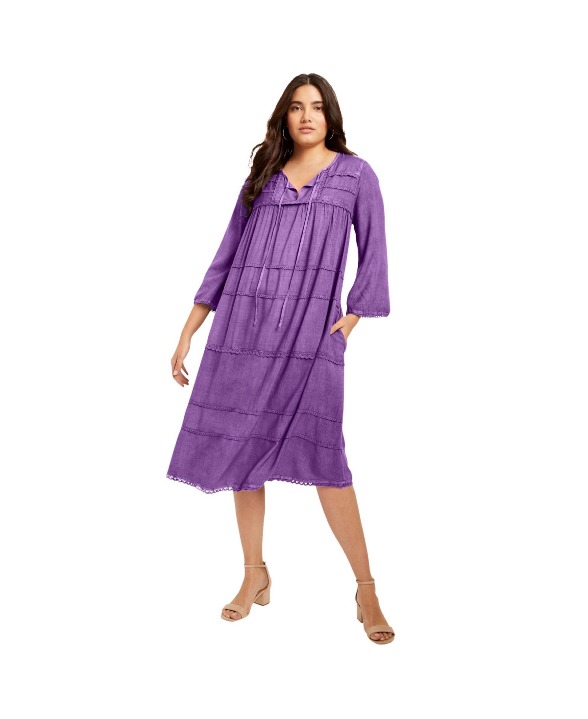 Click here for June + Vie Womens Plus Size Acid Wash Peasant Dres... prices