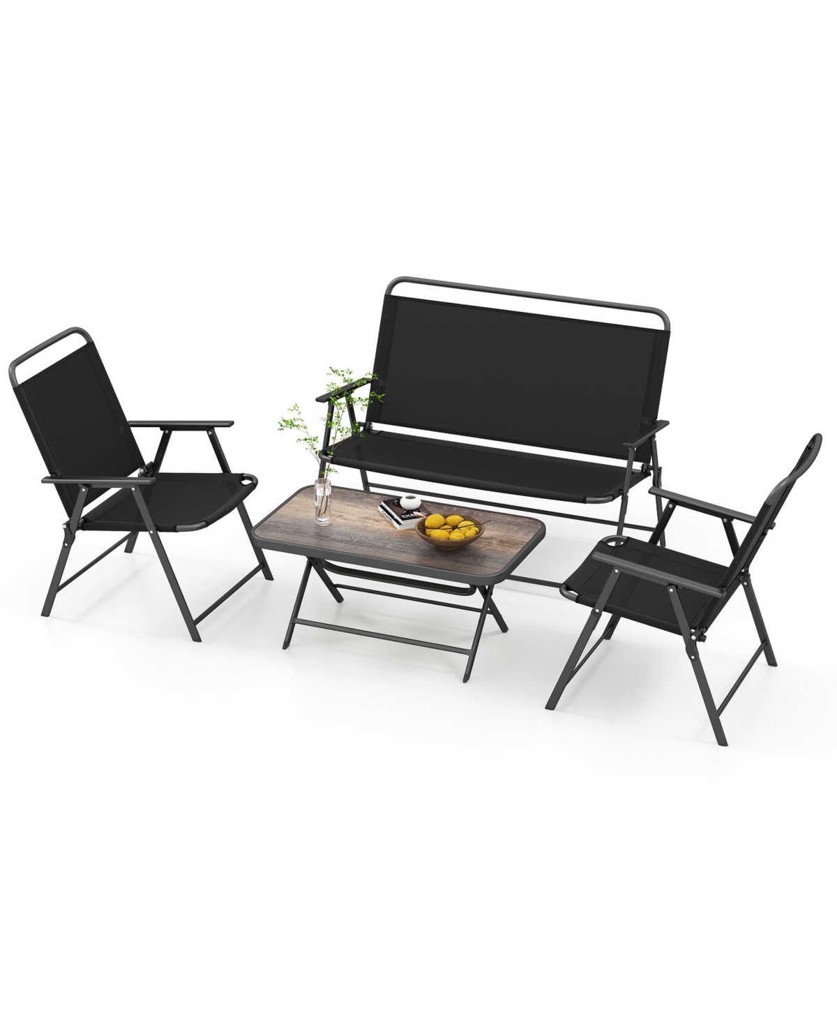 Click here for Gymax 4 Piece Outdoor Conversation Set Metal Frame... prices