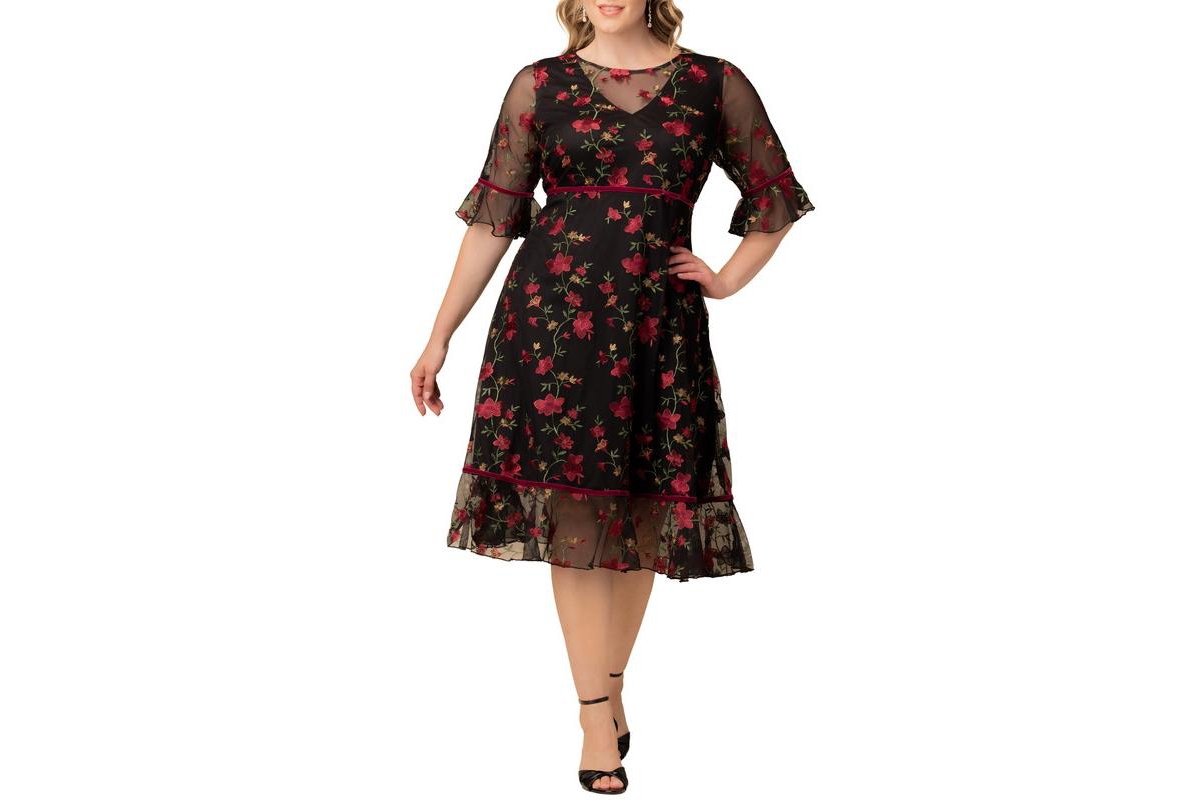 Click here for Womens Plus Size Wildflower Embroidered Floral Mes... prices