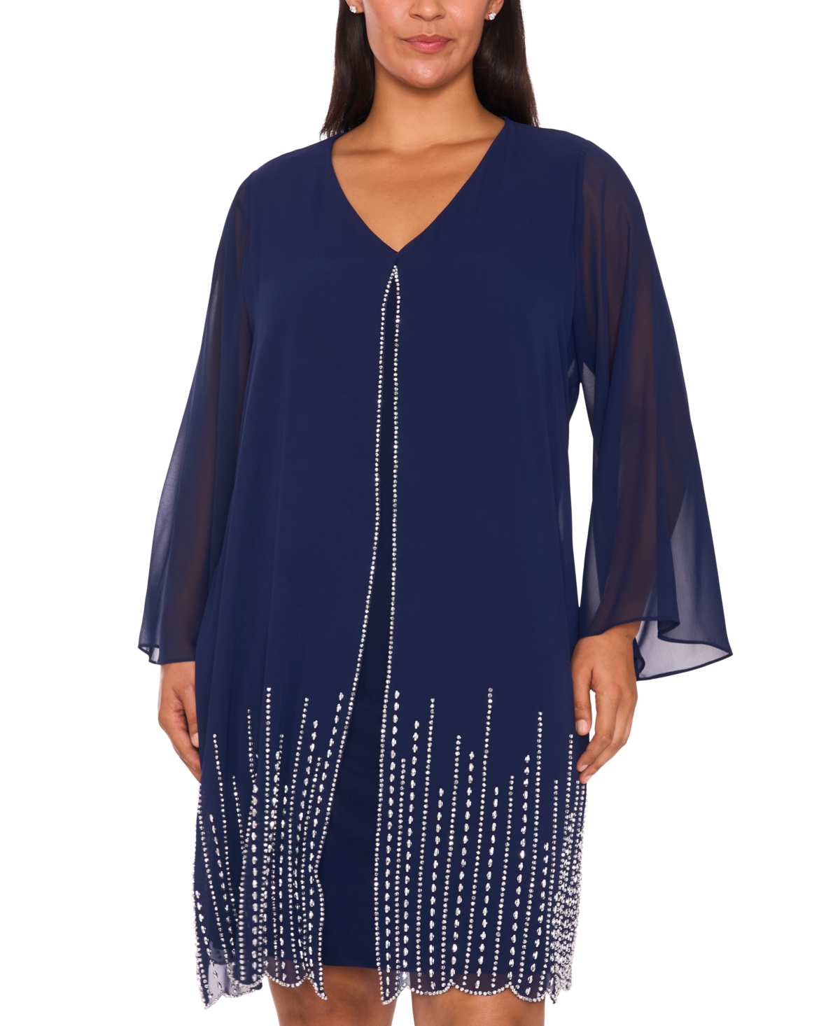 Click here for Msk Plus-Size Womens V-Neck Midi Dress - Winetasti... prices