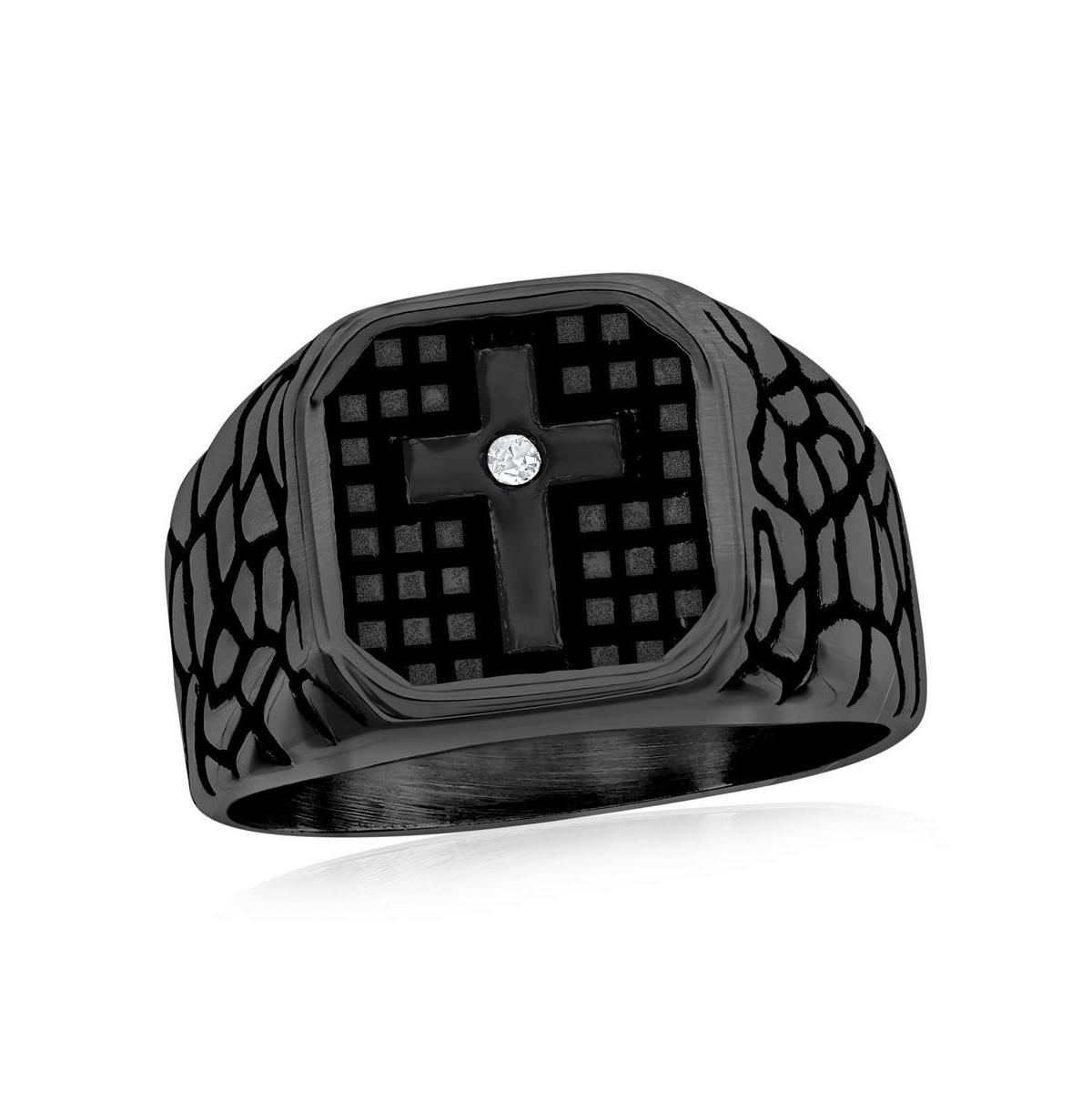 Click here for Metallo Stainless Steel  Cz Cross Pebbled Design R... prices