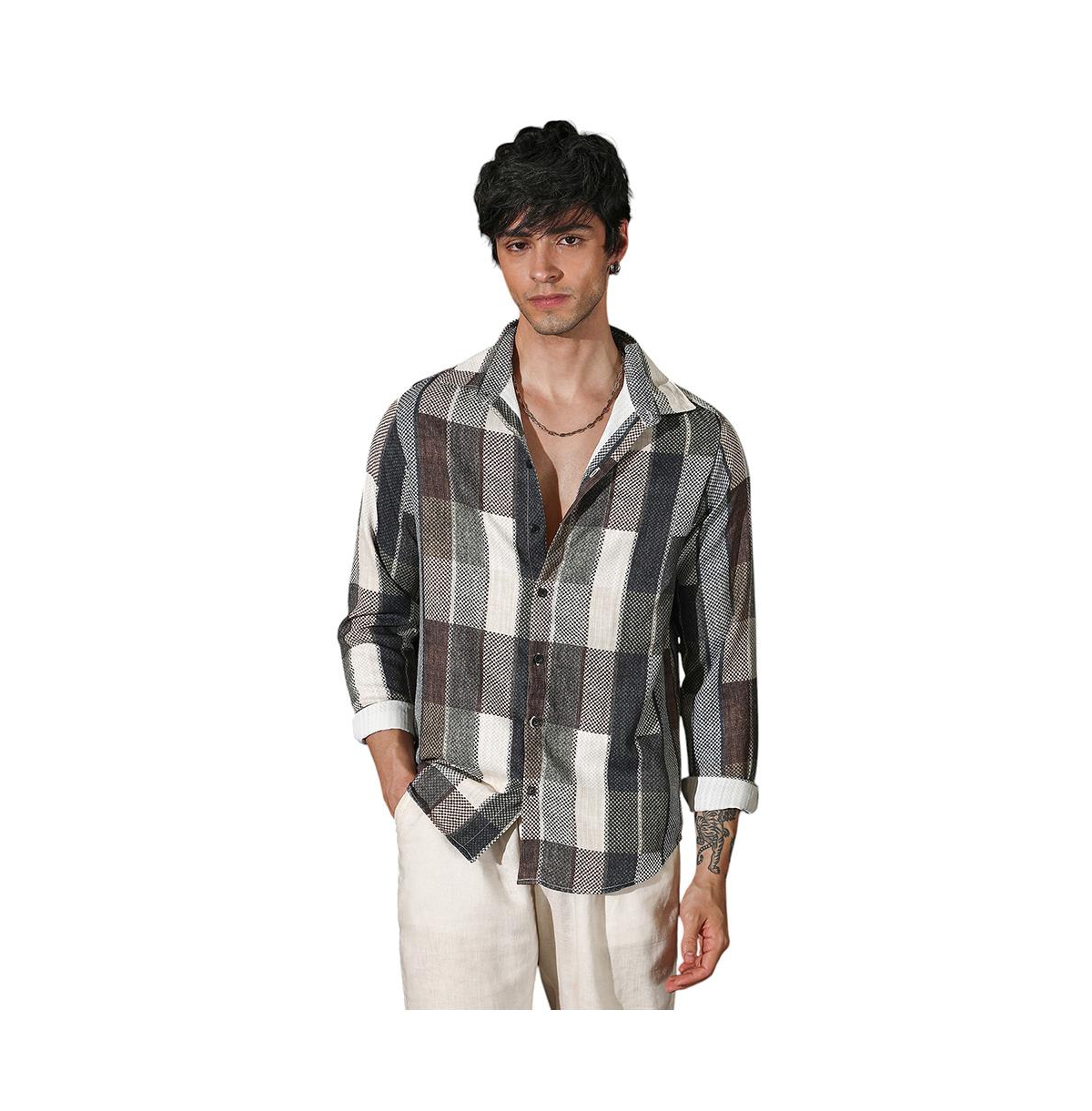 Click here for Campus Sutra Mens Multicolour Woven-Block Oversize... prices