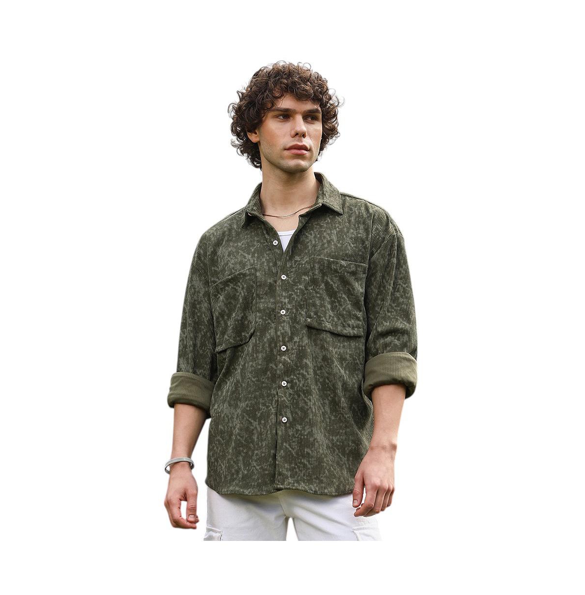 Click here for Campus Sutra Mens Faded Corduroy Oversized Shirt -... prices