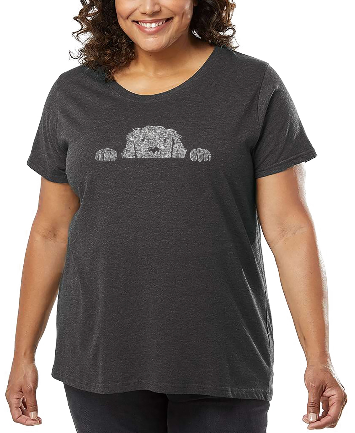 Click here for La Pop Art Plus Size Peeking Dog Word Art T-Shirt... prices